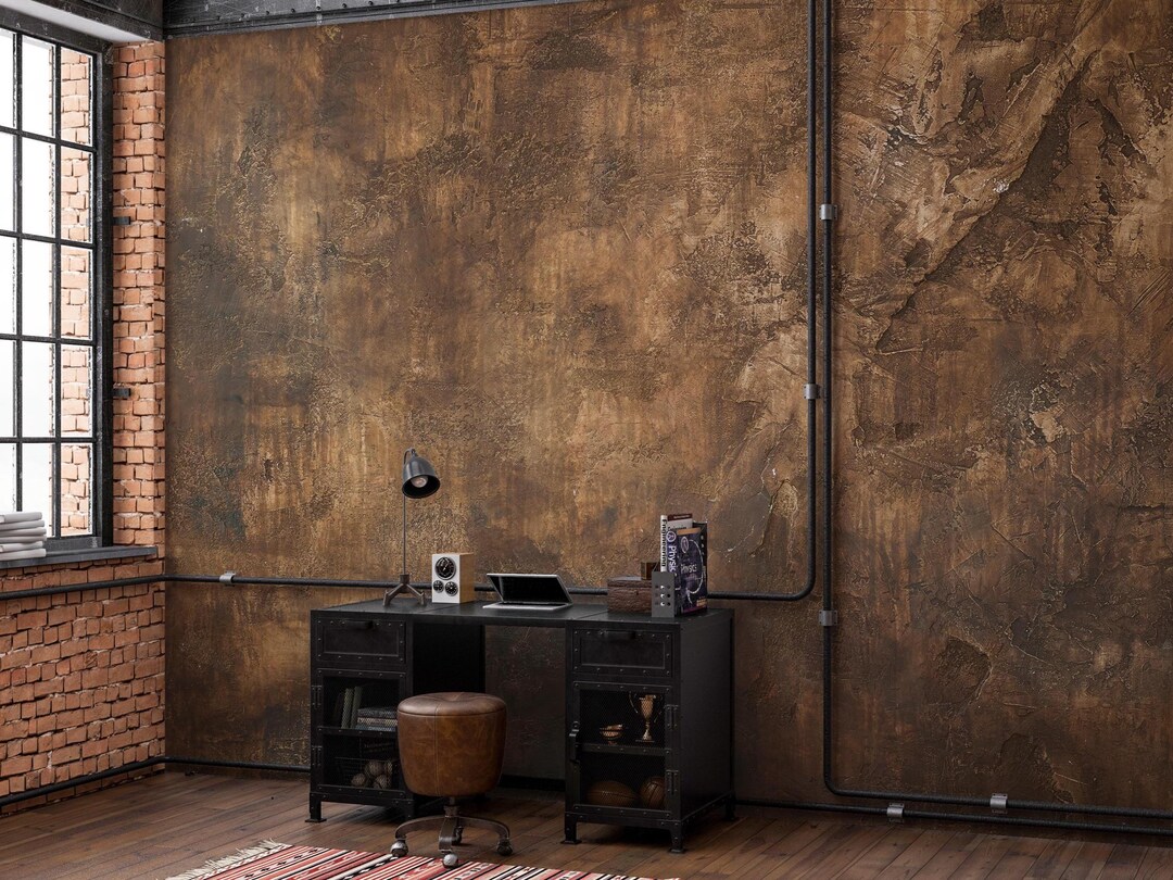 Venetian Bronze Stucco Wallpaper | Modern Industrial Peel and Stick ...