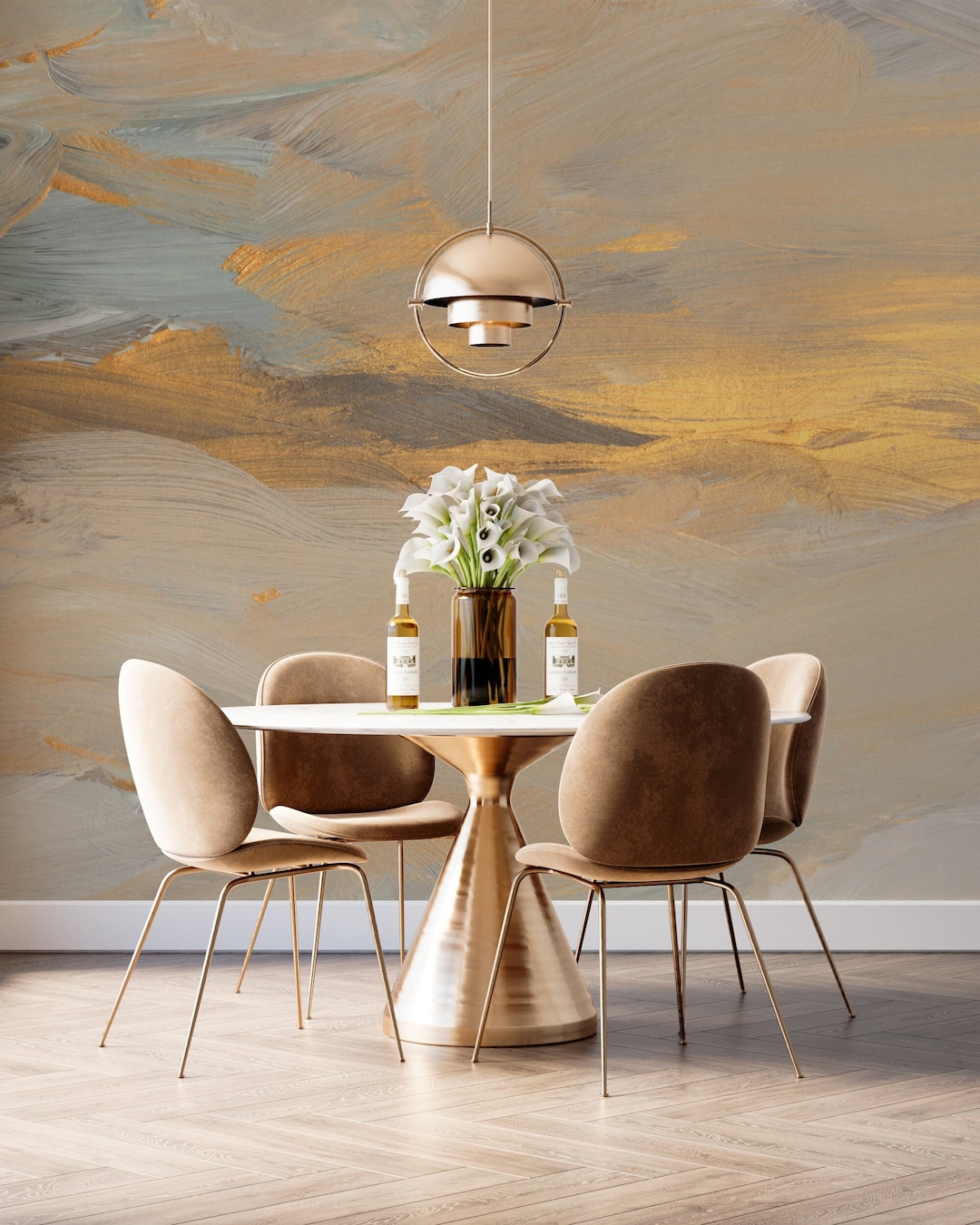 Abstract Gold Venetian Wallpaper Modern Faux Texture Decorative Paint ...