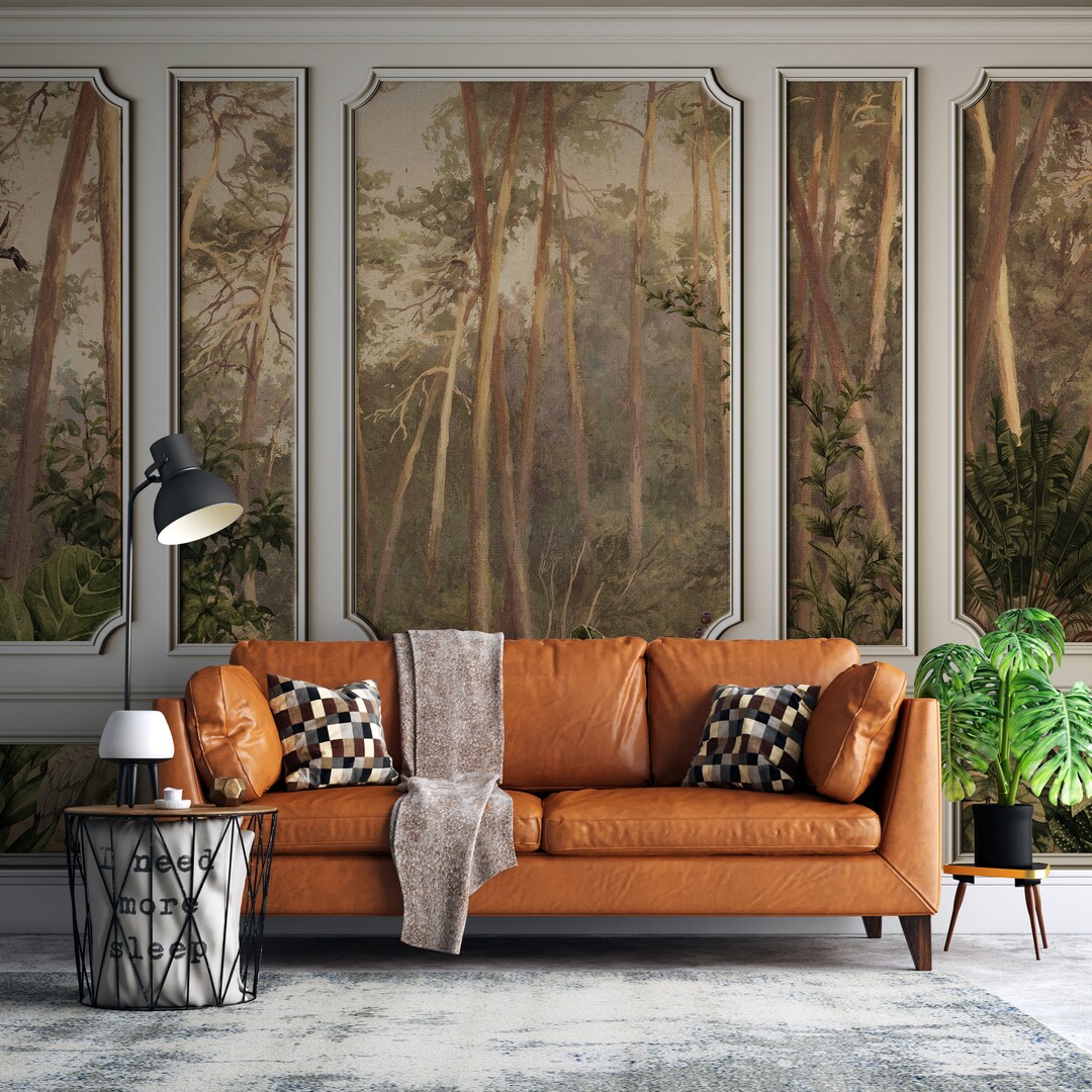 Modern Tropical Wood Panels Wallpaper Antique Classic Wood Mural ...