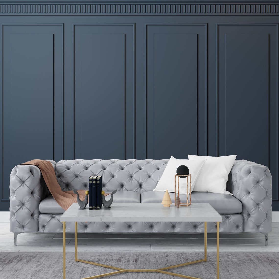 Modern Dark Blue Wood Panels Wallpaper Luxury Wall Mural - Etsy