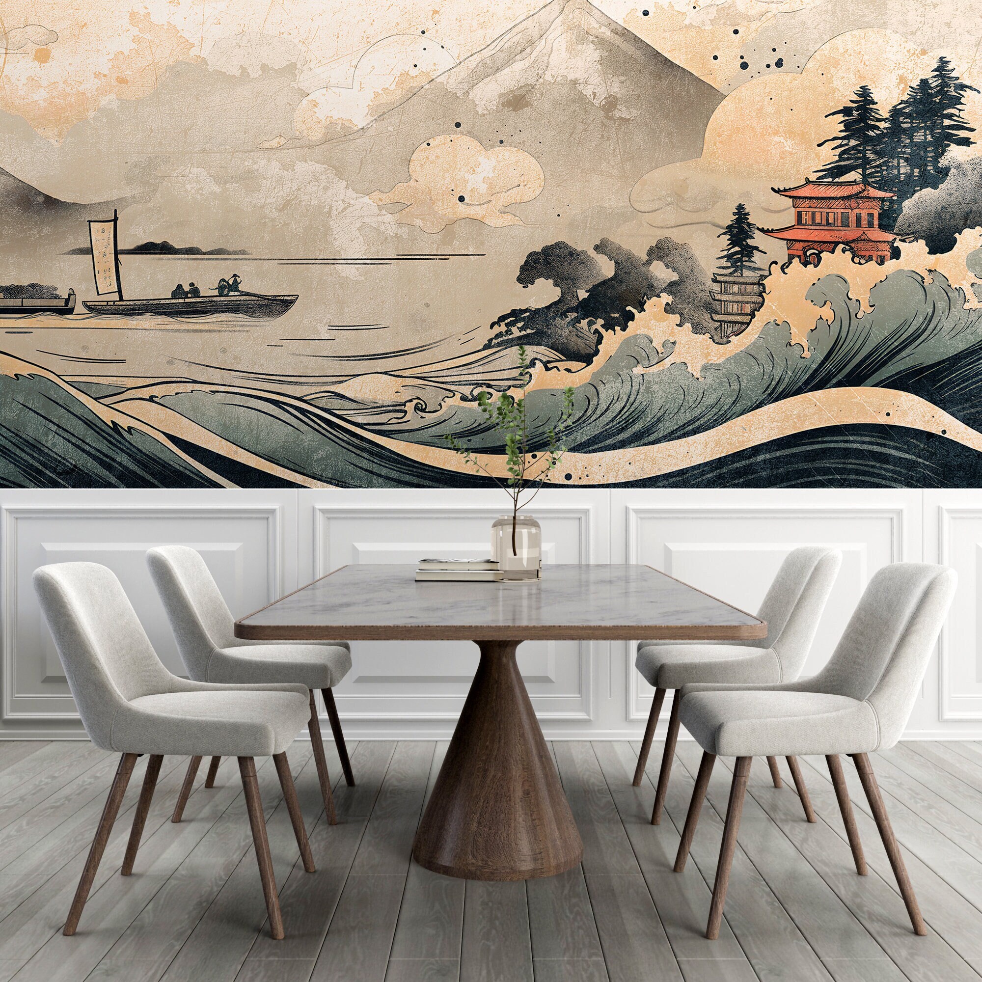 JAPANESE Traditional Landscape Wallpaper Vintage Scenic Wallpaper ...