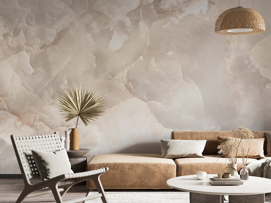 MODERN Beige Marble Wallpaper | Soft Abstract Beige Marble Mural ...