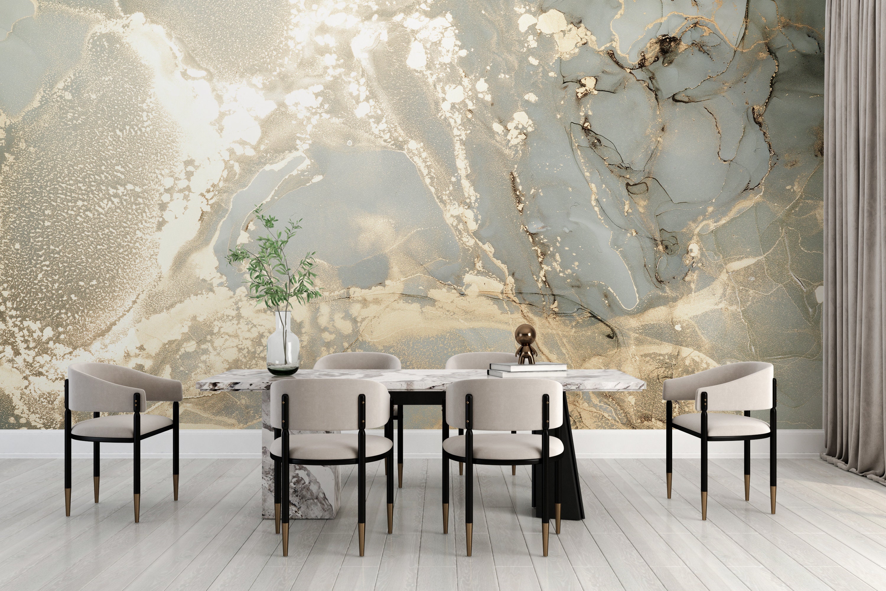 MODERN Gold Marble Wallpaper Soft Abstract Gold Mural Luxury Creative ...
