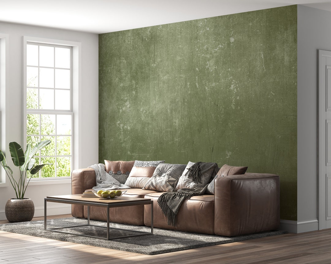 DISTRESSED Green Wallpaper Vintage Faux Texture Decorative Paint Old ...