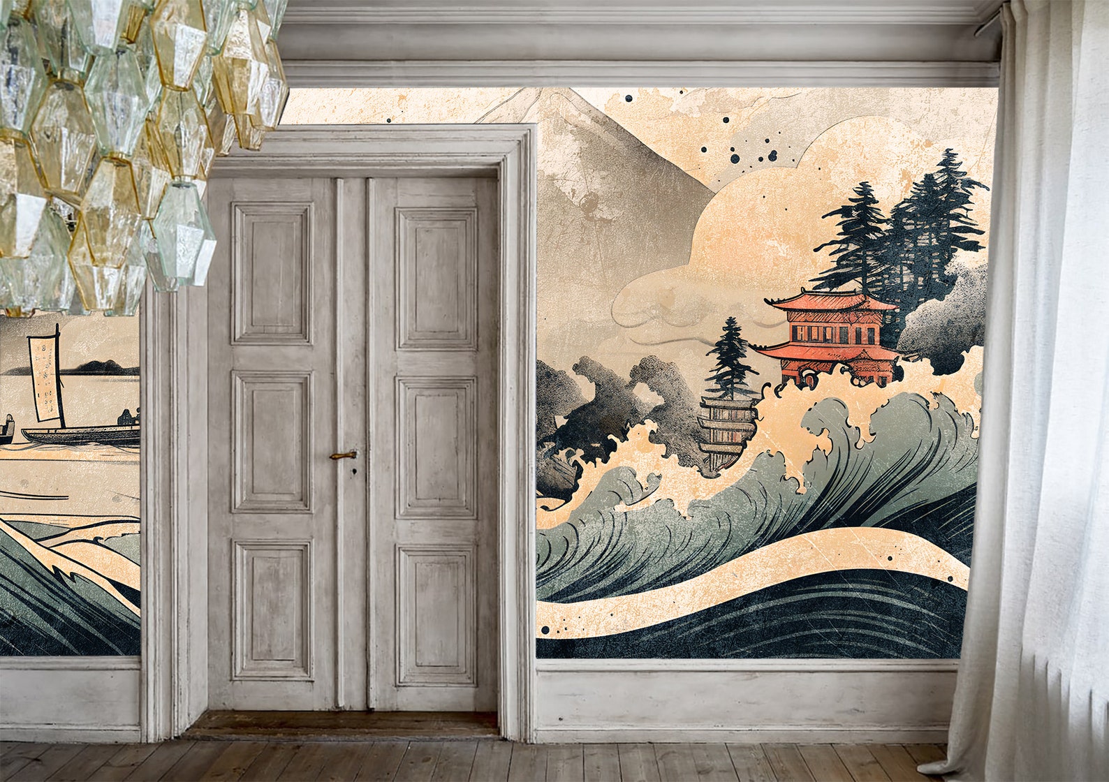 JAPANESE Traditional Landscape Wallpaper Vintage Scenic Wallpaper ...