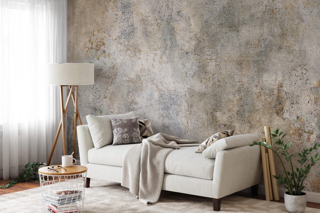 OLD Concrete Wallpaper | Cracked Obsolete Stone Mural | Faux Texture ...