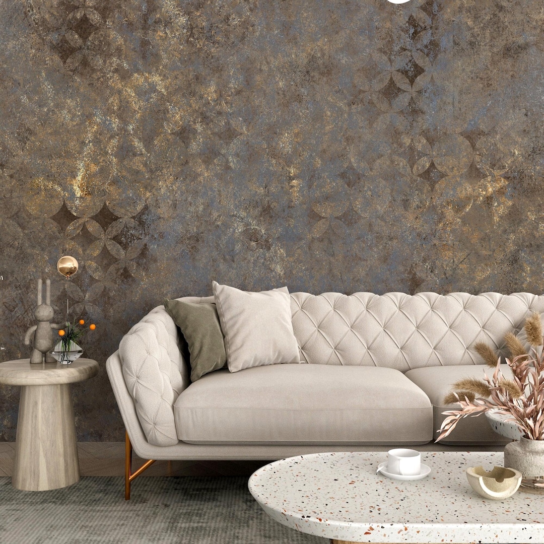 Gold Venetian Plaster Wallpaper: Modern Abstract Texture, Peel and ...