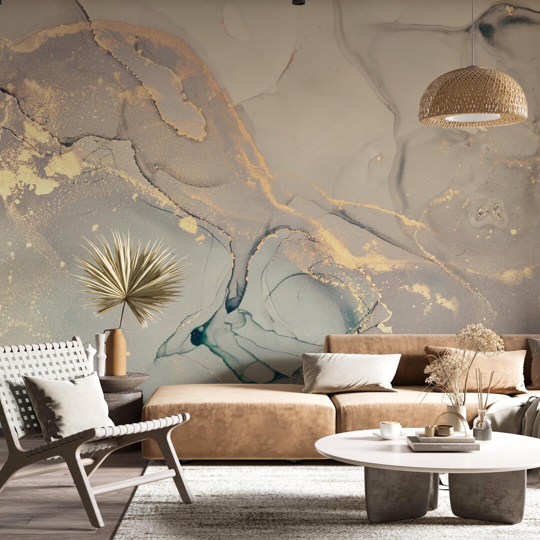 NEUTRAL Gold Marble Wallpaper | Modern Abstract Gold Mural | Luxury ...
