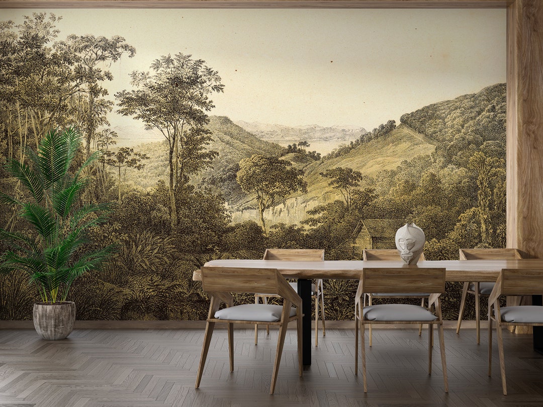 Amazon Valley Landscape Wallpaper: Vintage Scenic Peel and Stick Mural ...