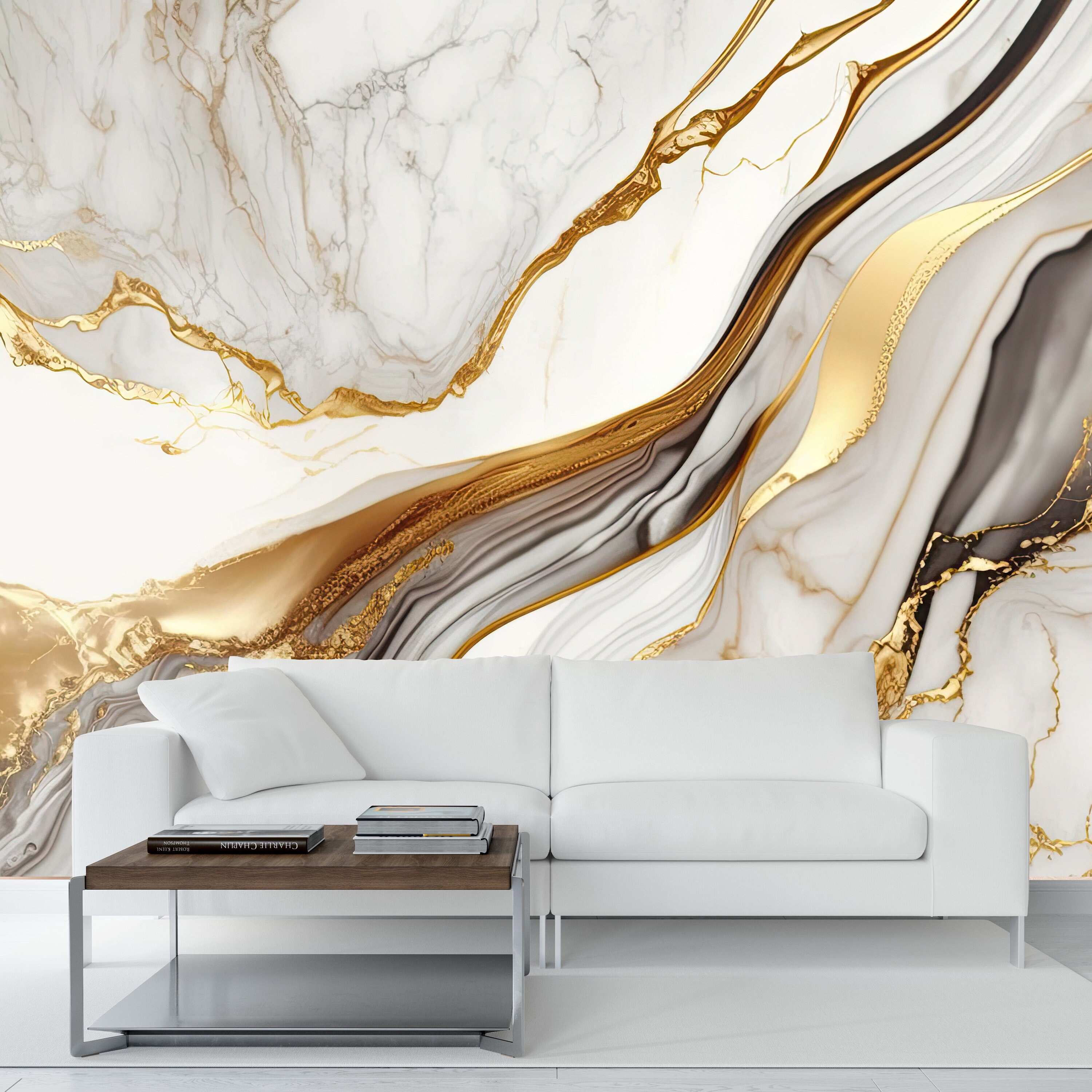 ELEGANT Gold Marble Wallpaper Modern Abstract Gold Mural Luxury ...