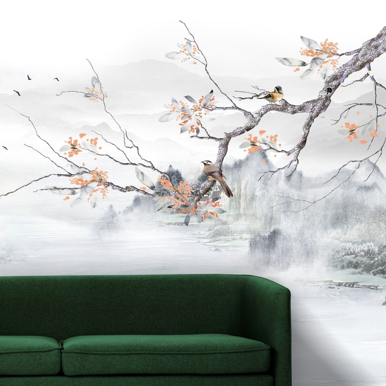 LAKE Chinoiserie Wallpaper Delicate Chinese Art Wall Mural - Etsy