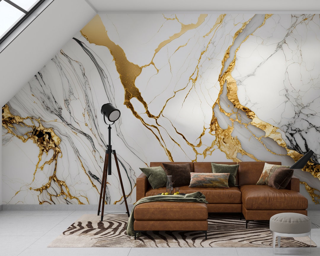 PERFECT Gold Marble Wallpaper Modern Abstract Gold Mural Luxury ...