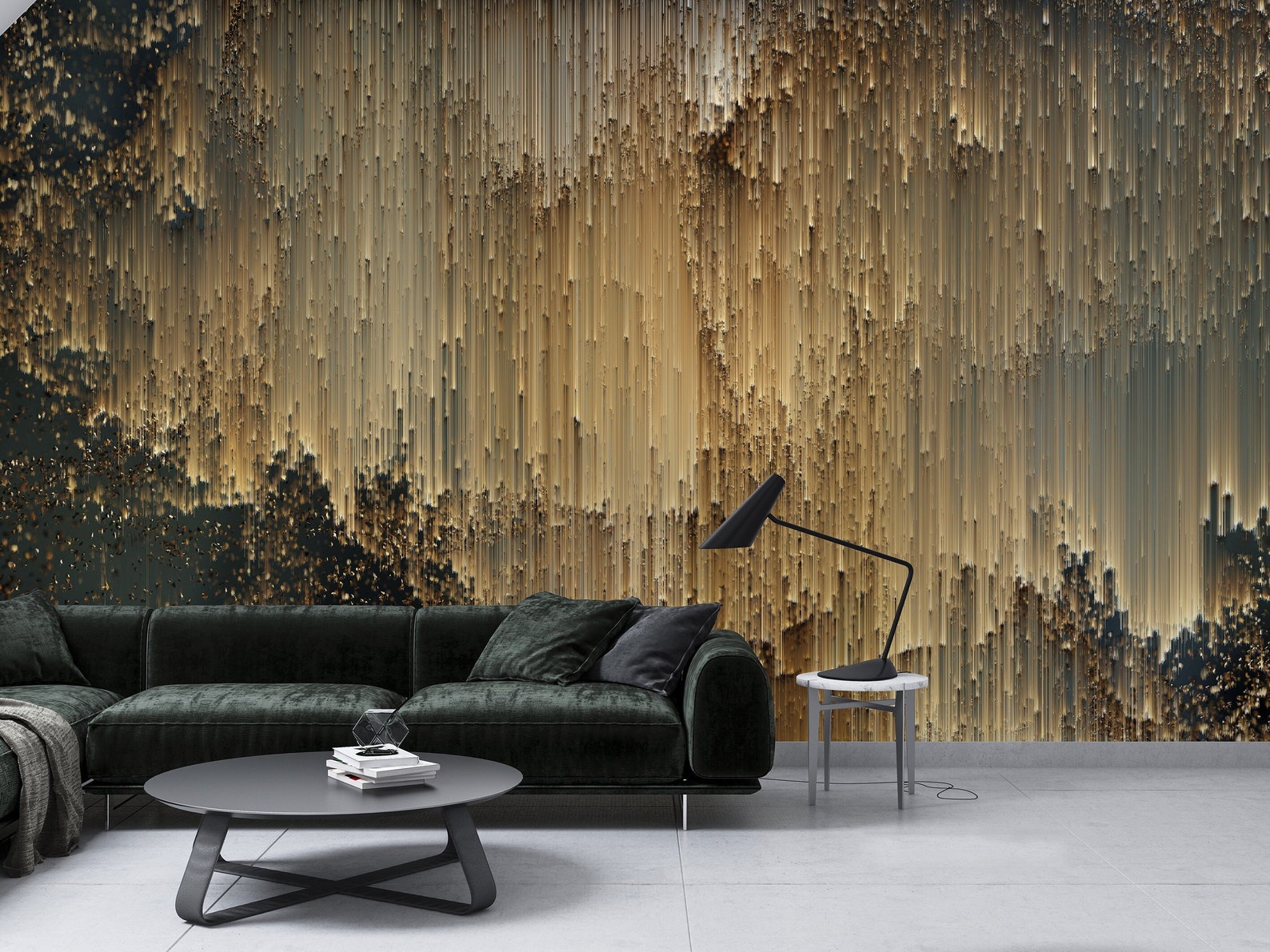 Modern Gold Line Wallpaper | Luxury Gold Mural | Golden Large Peel and ...
