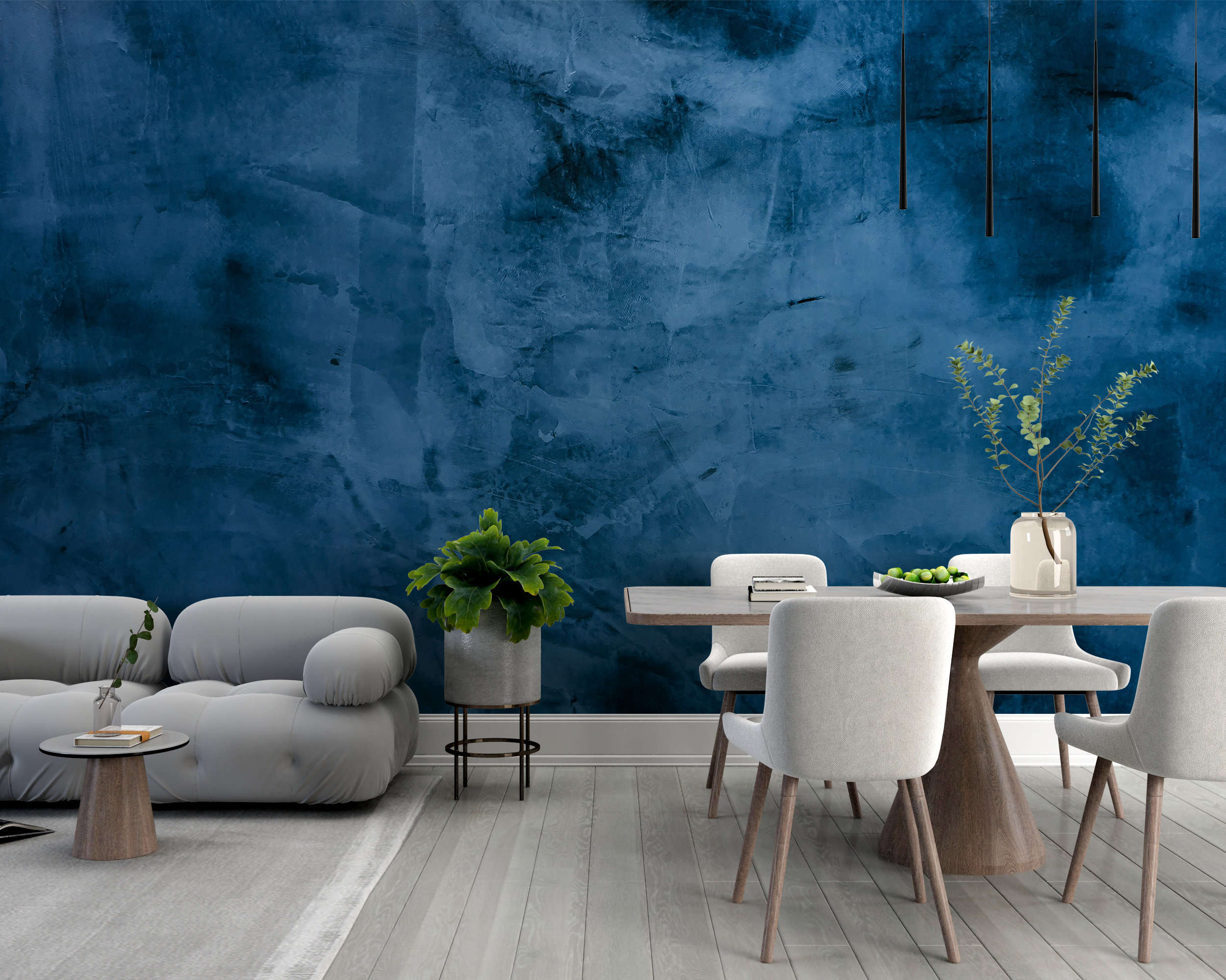 Navy Blue Concrete Textured Wallpaper Ombre Burgundy Mural Vintage ...