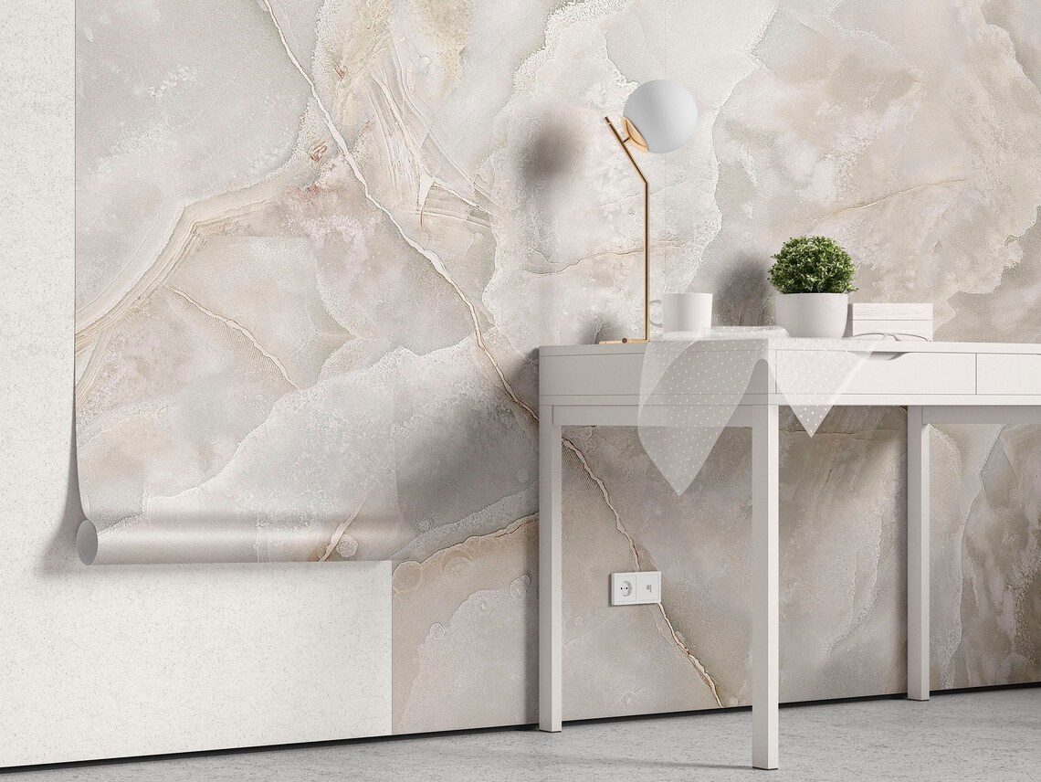 Modern Beige Marble Wallpaper Aesthetic Neutral Colors Mural - Etsy