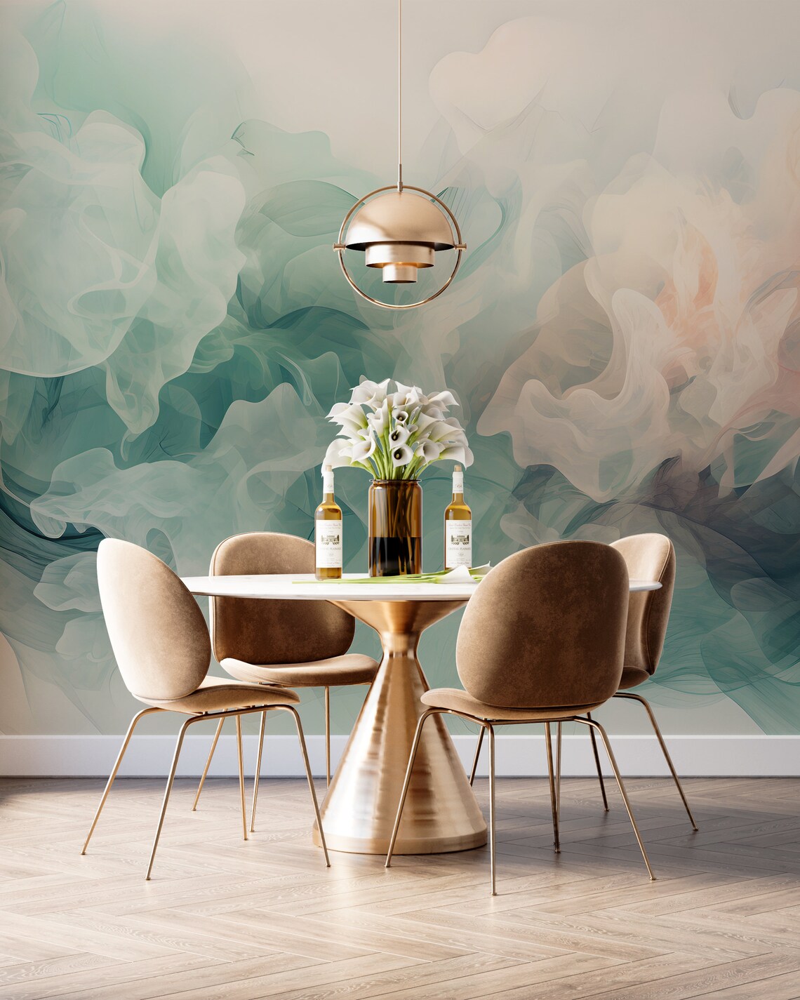 MODERN Pastel Watercolor Wallpaper Abstract Ombre Mural Peel - Etsy