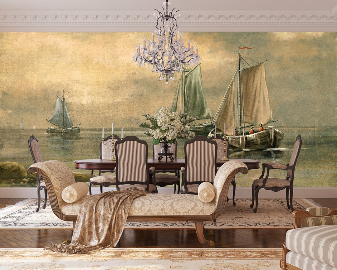 RETRO Sea Landscape Wallpaper | Removable or Regular Wallpaper ...