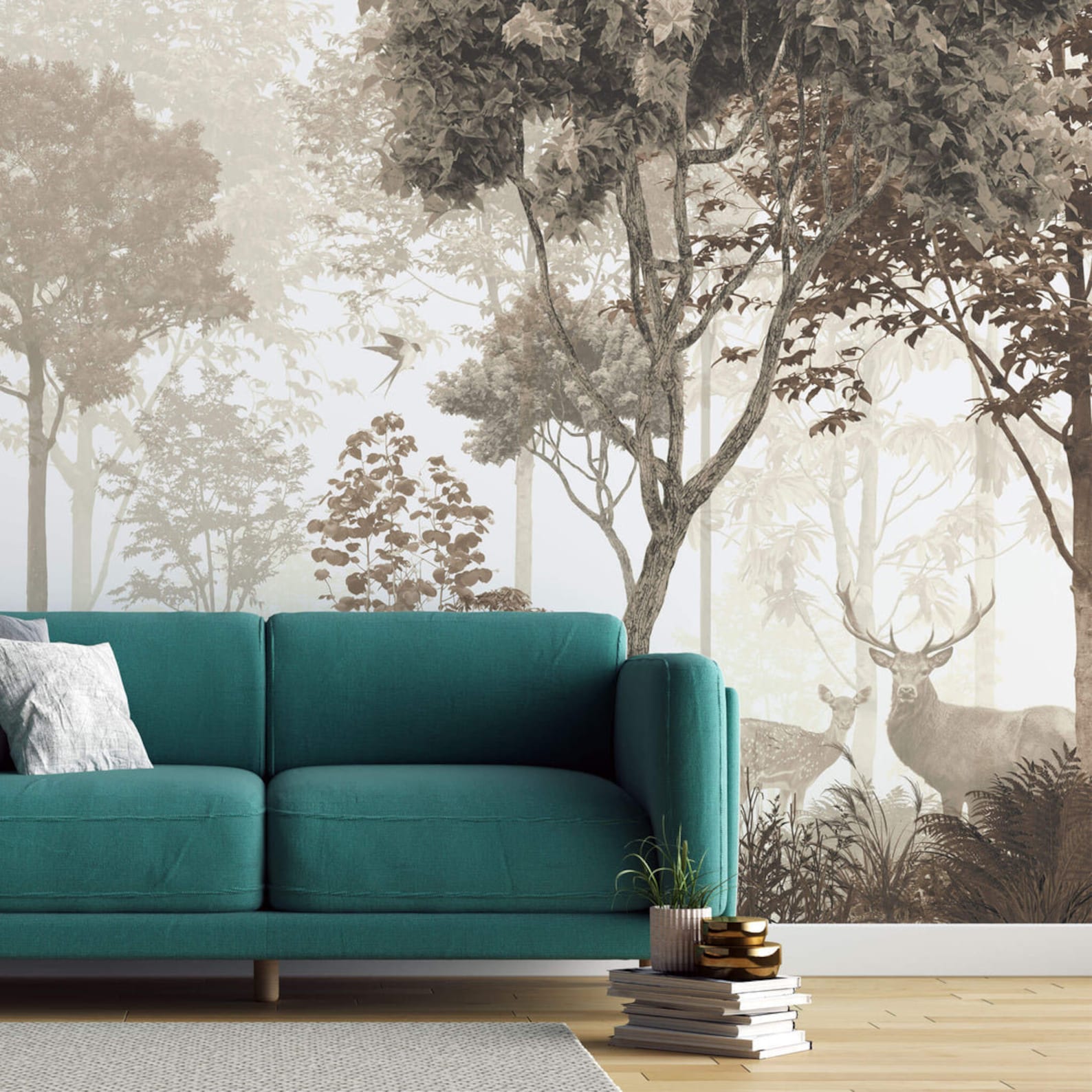 VINTAGE Forest Wallpaper Scenic MURAL Nature Wallpaper - Etsy