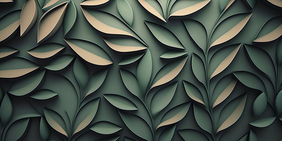 3D Leaf Wallpaper Nature Wallpaper Green Vintage Mural - Etsy