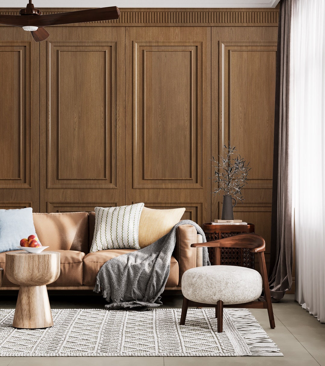 Brown Oak Wood Panels Wallpaper | Vintage Wood Mural | Antique Wainscot ...