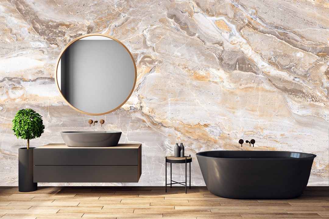 Modern Beige Marble Wallpaper Aesthetic Neutral Colors Mural - Etsy