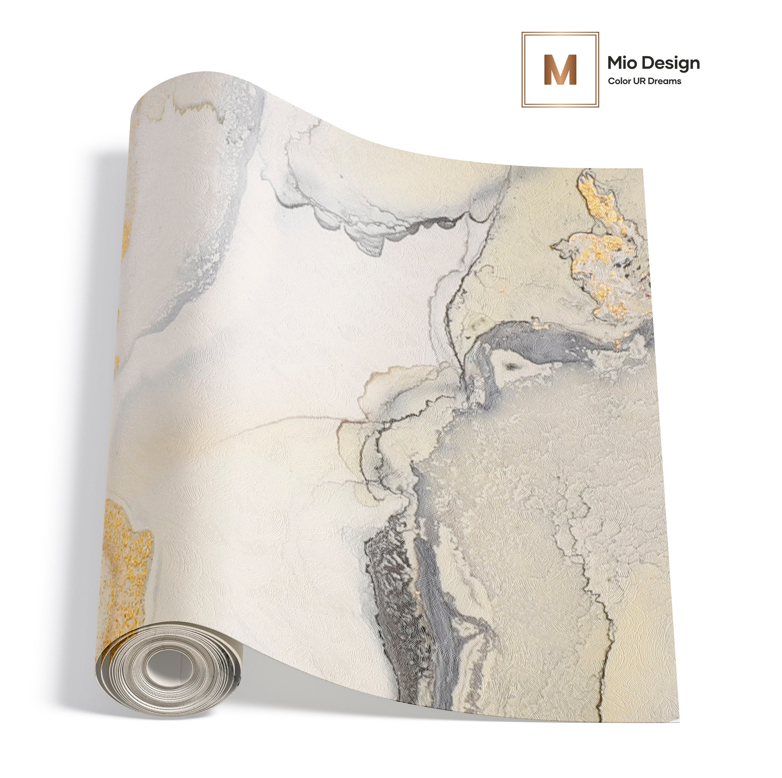 Modern Neutral Gold Marble Wallpaper | Abstract Luxury Mural | Liquid ...
