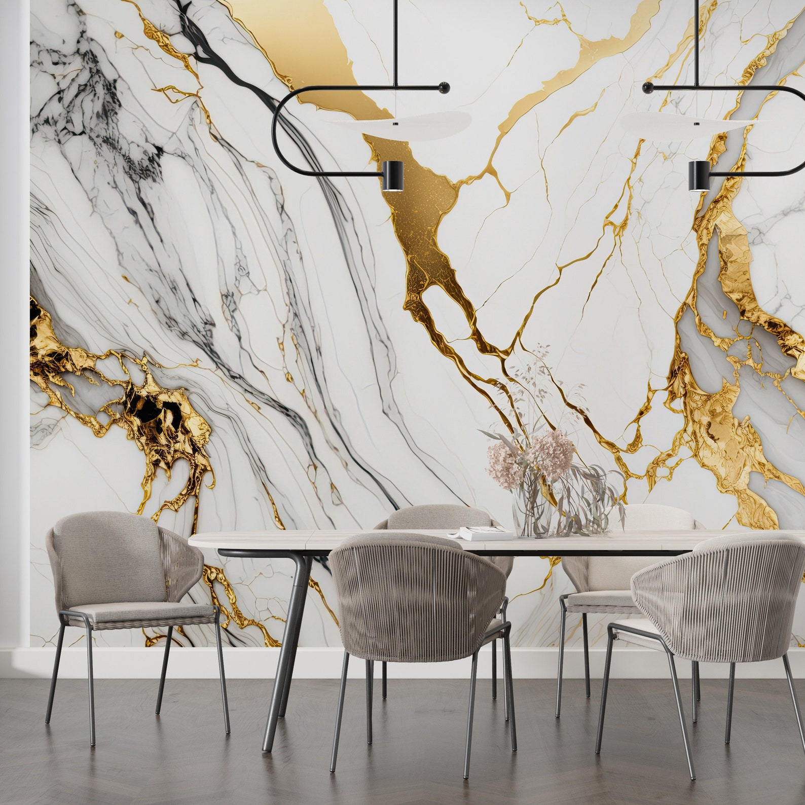 PERFECT Gold Marble Wallpaper Modern Abstract Gold Mural Luxury ...