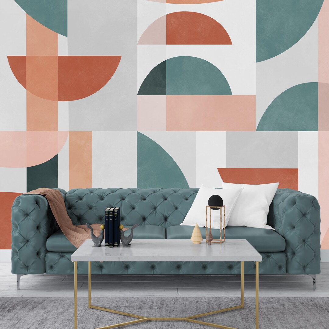 CONTEMPORARY Geometric Wallpaper Abstract Geometric Mural - Etsy