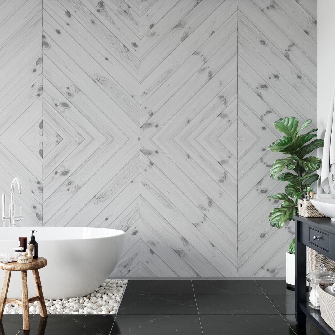 Light Gray Wood Wallpaper | Marquetry Parquet | Herringbone Pattern ...