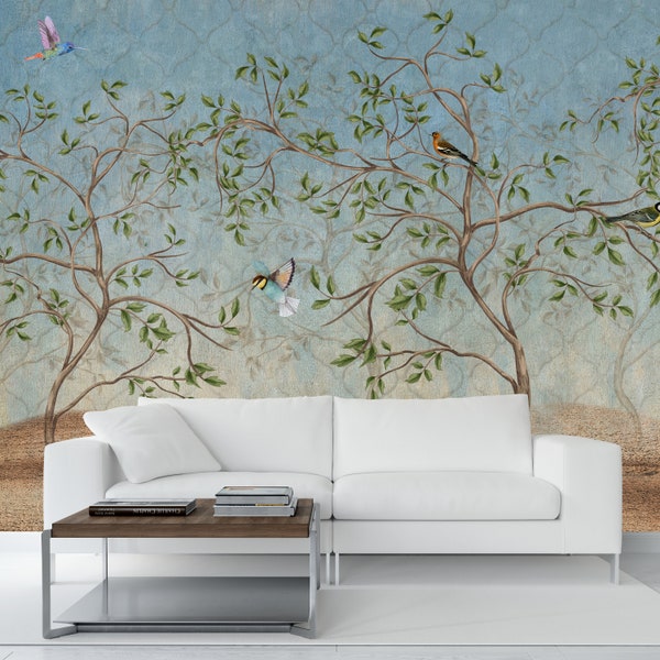 Vinyl Chinoiserie Wallpaper - Etsy