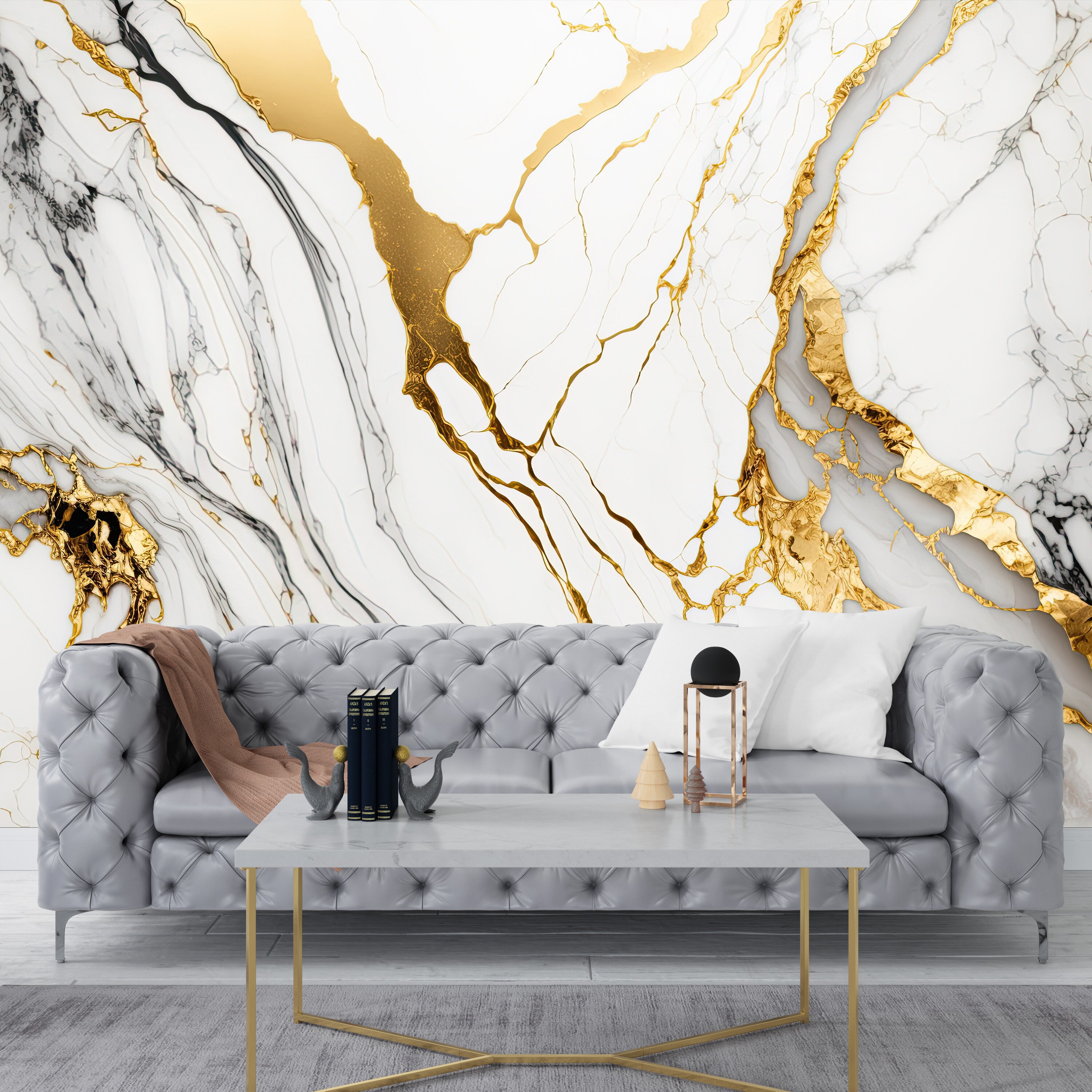 PERFECT Gold Marble Wallpaper Modern Abstract Gold Mural Luxury ...