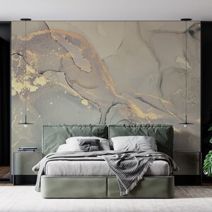 NEUTRAL Gold Marble Wallpaper | Modern Abstract Gold Mural | Luxury ...