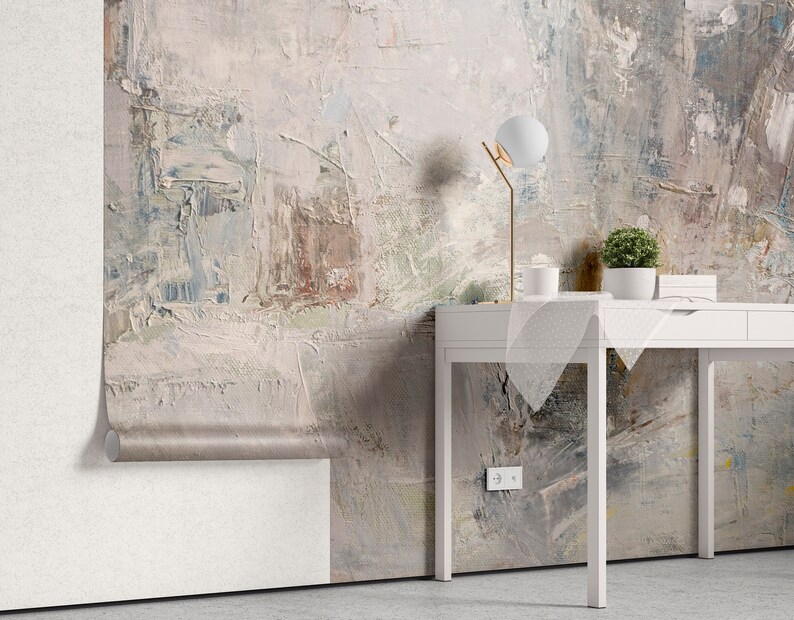 Modern Venetian Wallpaper | Faux Texture Wall Art | Abstract Oil Paint ...