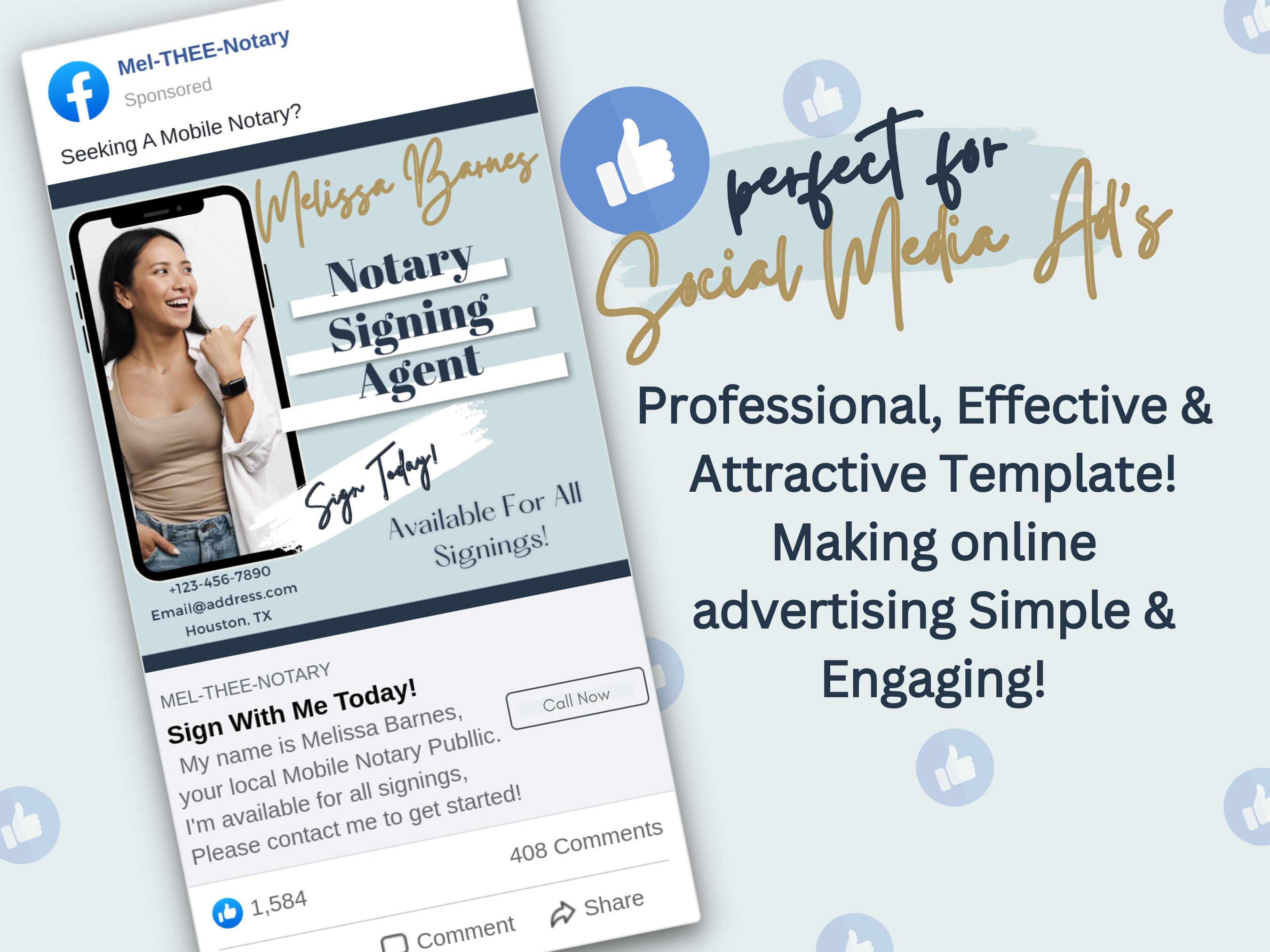 Notary Signing Agent Digital Flyer Social Media Marketing Editable ...