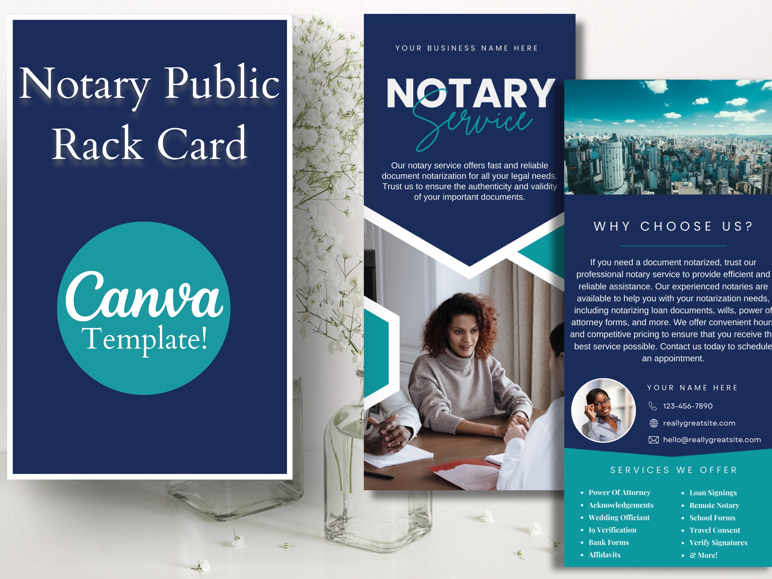 Notary Public Rack Card Template Multipurpose Mobile Notary Brochure ...