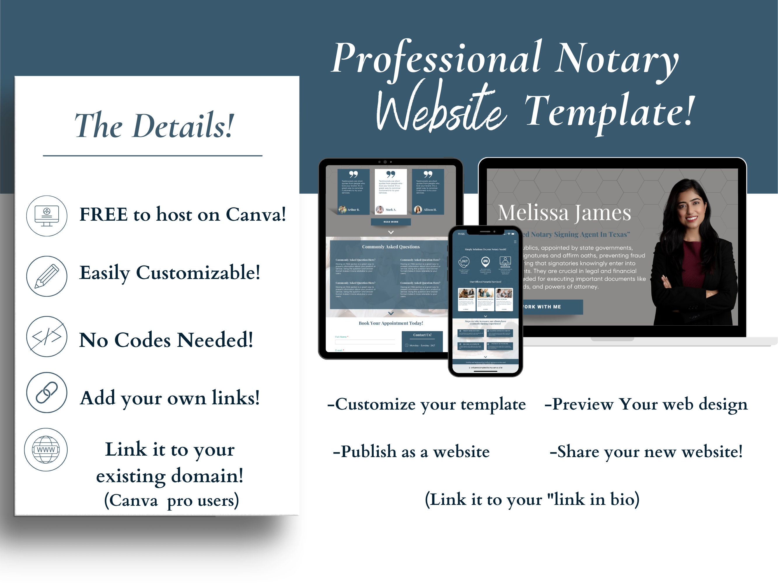Notary Public Website Template: Professional Landing Page (canva ...