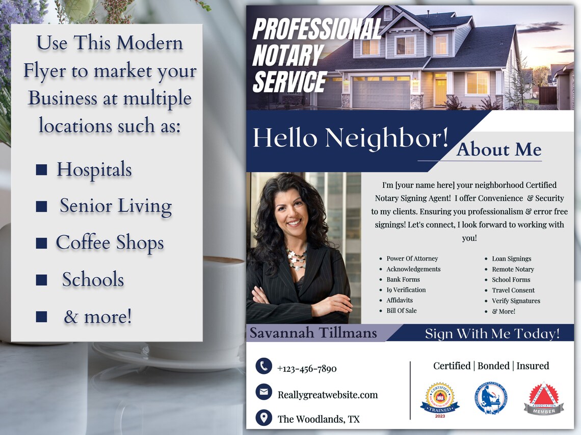 Notary Public Marketing Flyer Template: Canva Editable (instant ...