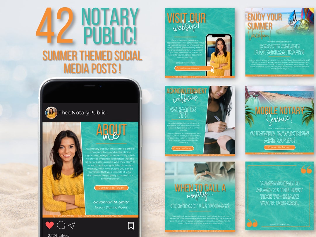 Notary Public Social Media Posts Engaging Mobile Notary Summer Content ...