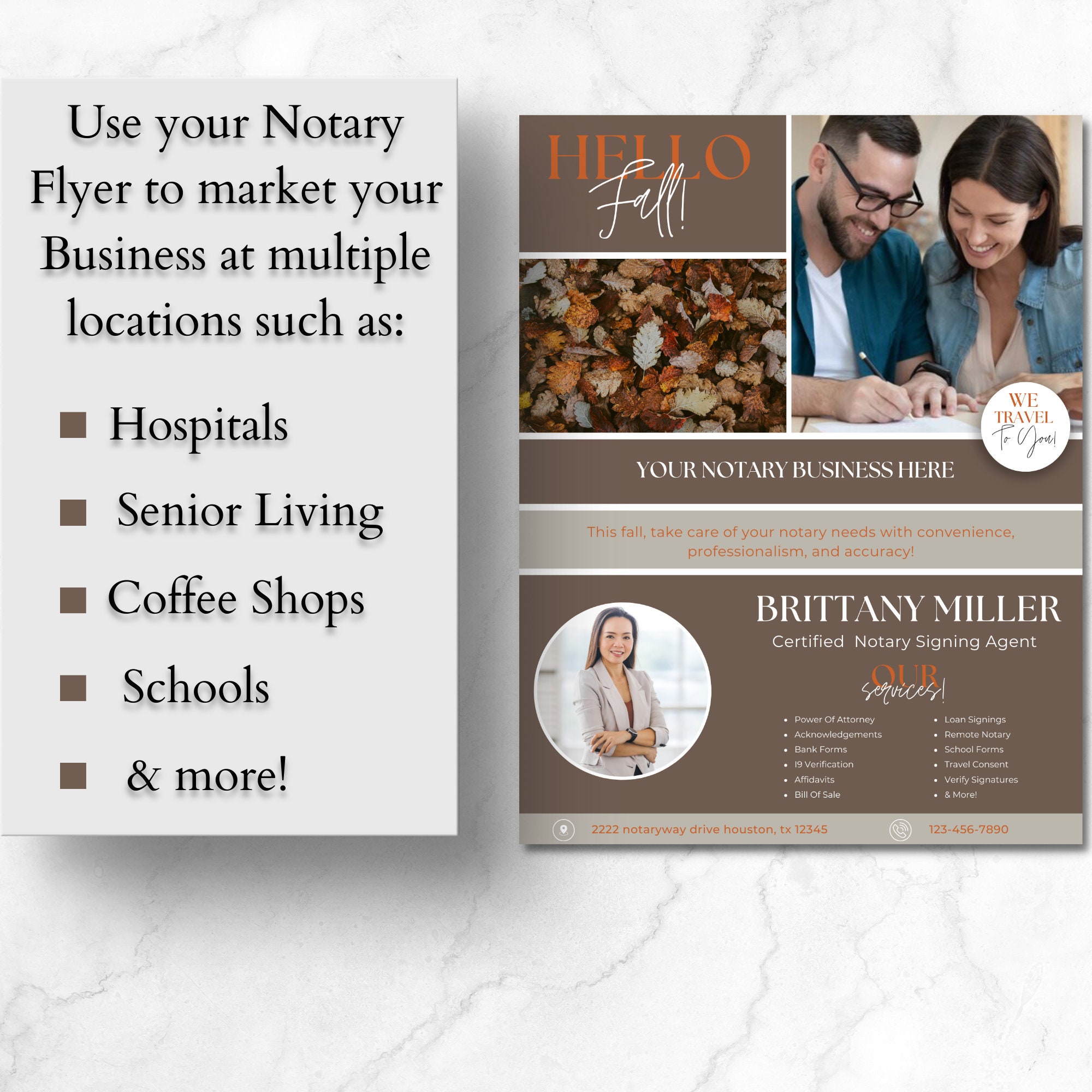 Fall Notary Public Flyer Template: Mobile Notary Marketing (instant ...