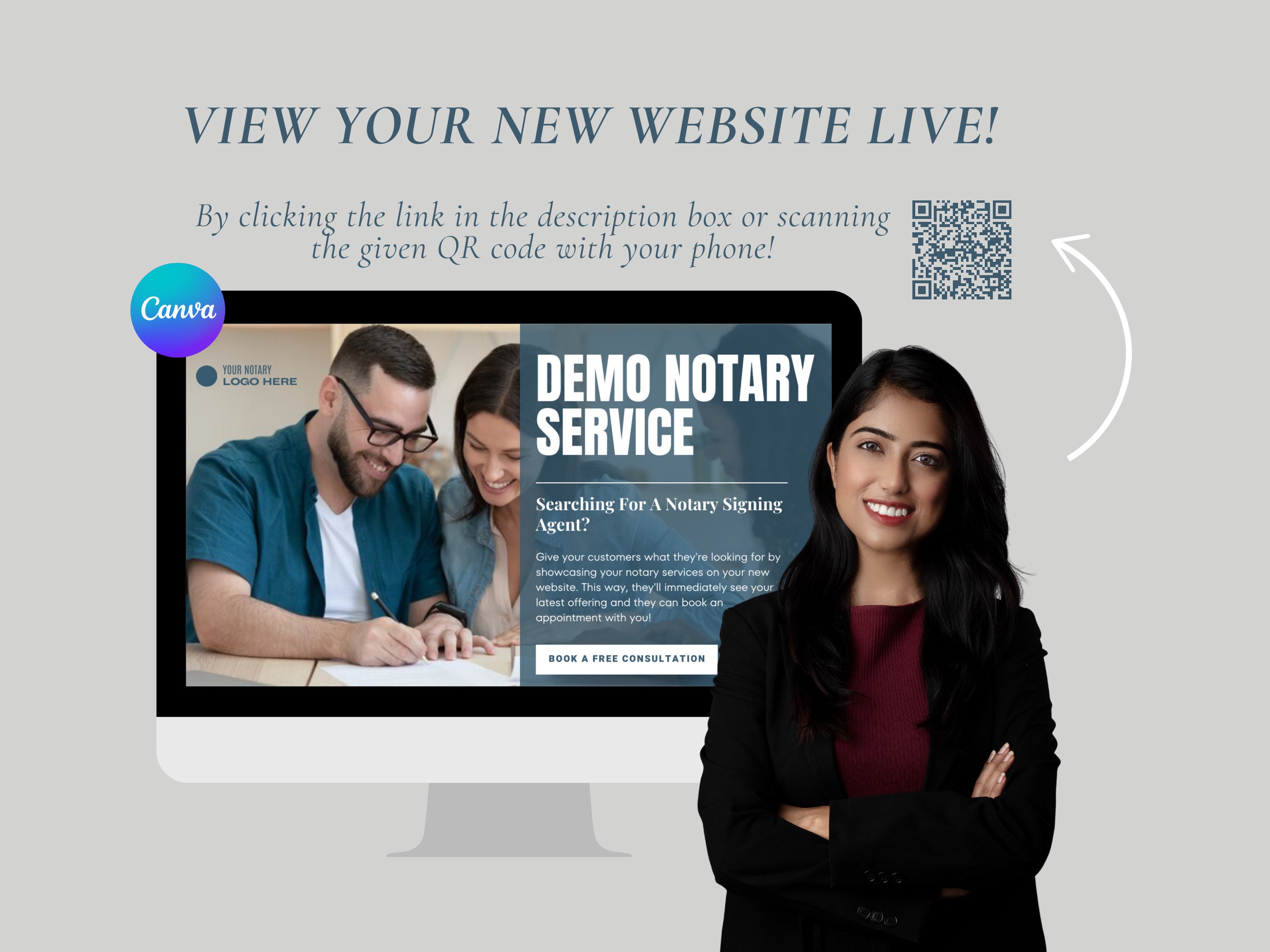 Notary Public Website Template: Professional Landing Page (canva ...