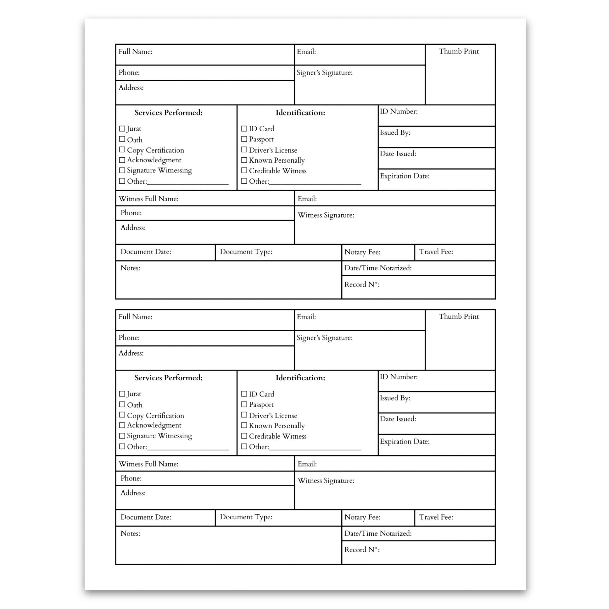 Notary Journal Template | Printable Notary Log Book | Notary Records ...