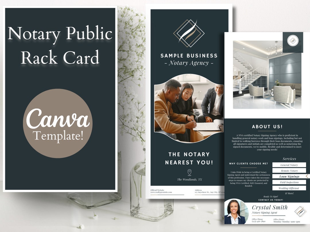 Notary Public Rack Card Template | Multipurpose Mobile Notary Brochure ...