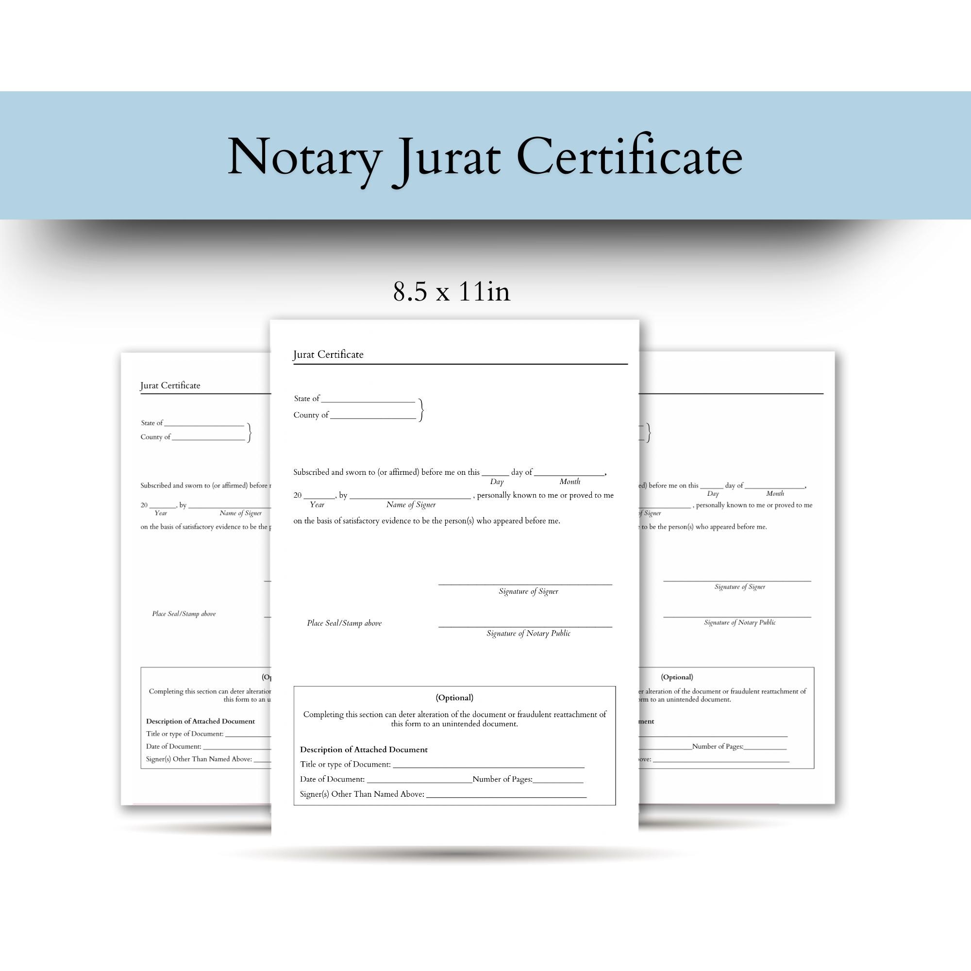 Notary Jurat Certificate PDF | Printable Legal Form Template | Notarial ...