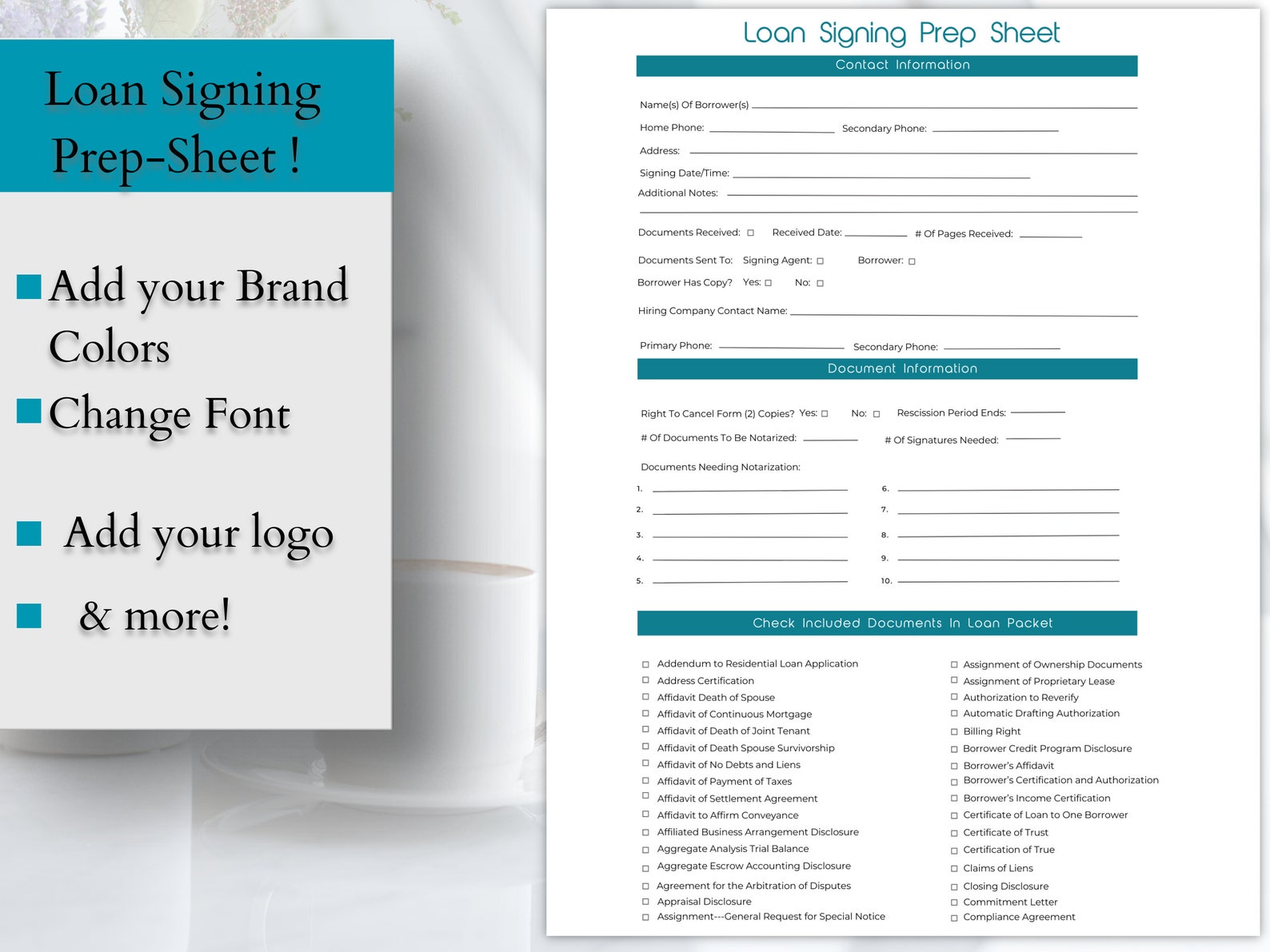 Notary Loan Signing Agent Prep Sheet Notary Signing Agent - Etsy