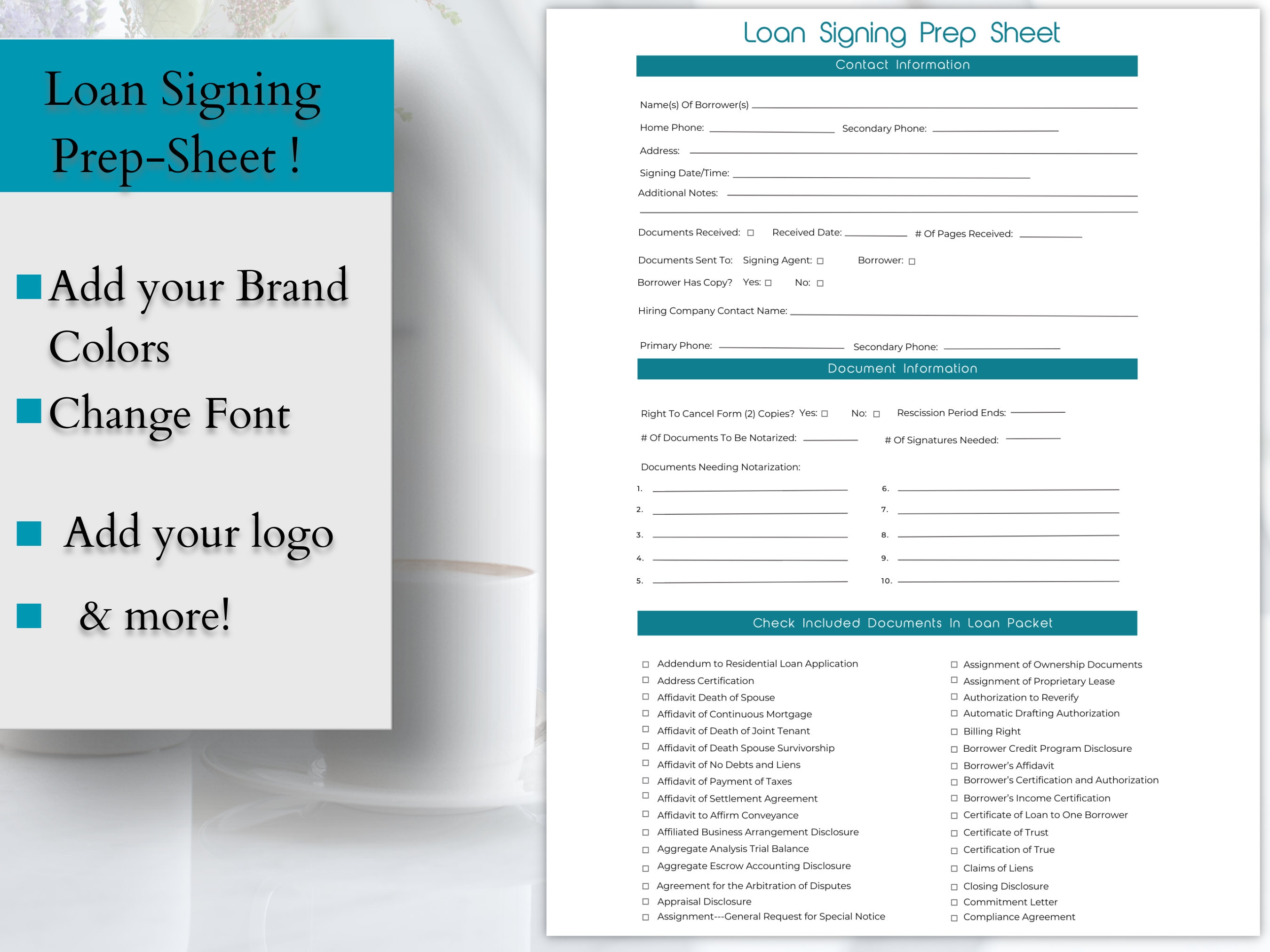 Notary Loan Signing Agent Prep Sheet Notary Signing Agent - Etsy