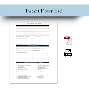 Notary Loan Signing Agent Prep Sheet: Checklist and Intake Form (canva ...