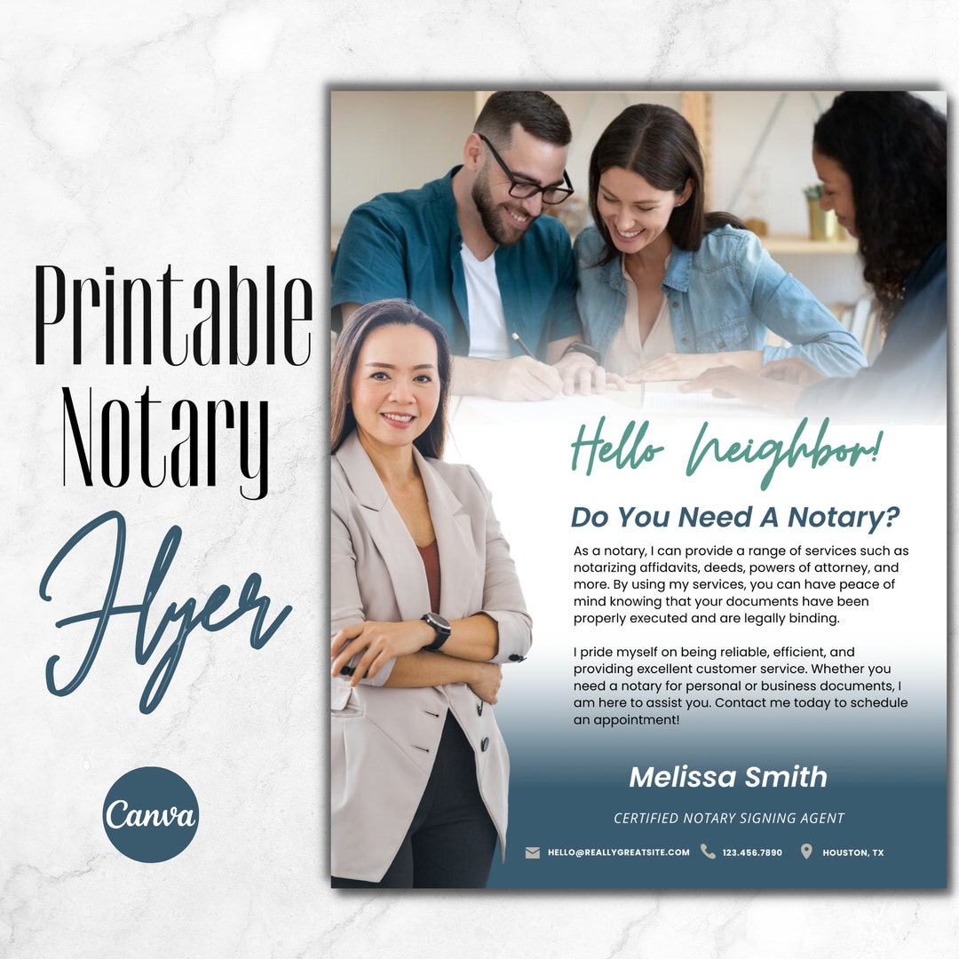 Notary Public Marketing Flyer Template: Minimalist Design (instant ...