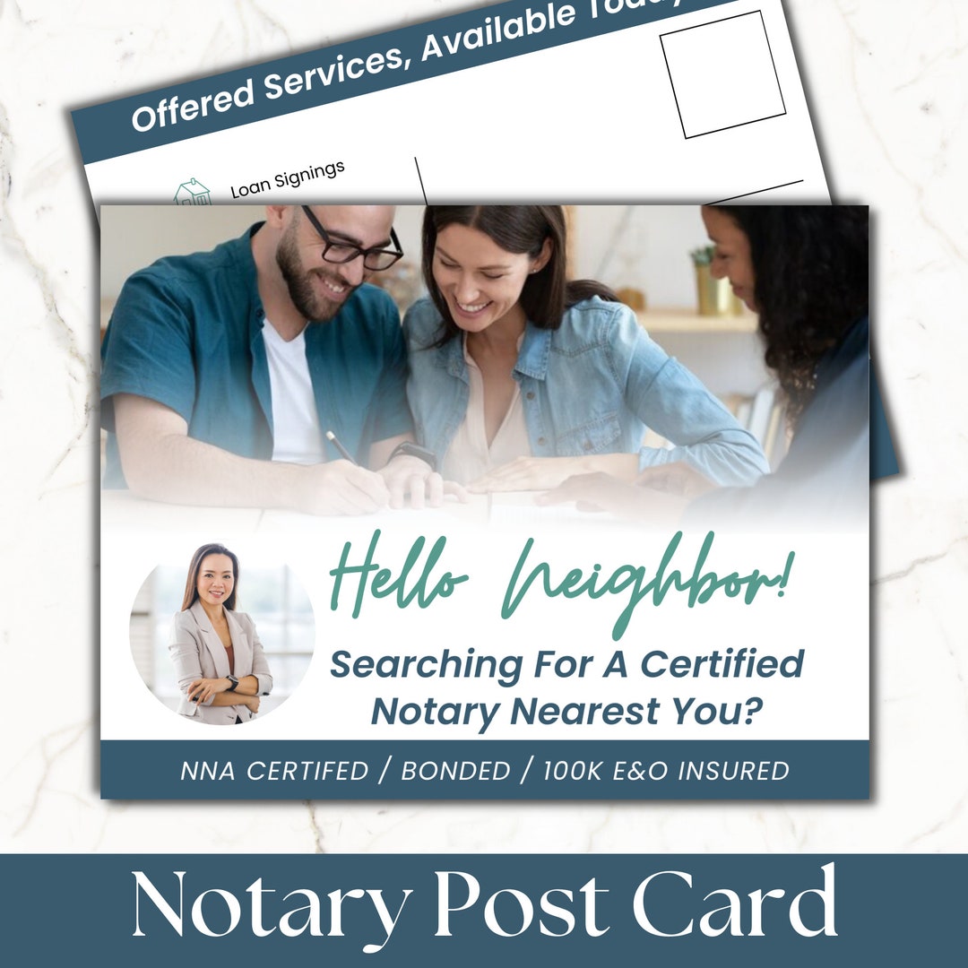 Notary Public Post Card | Certified Notary Signing Agent | Notary ...