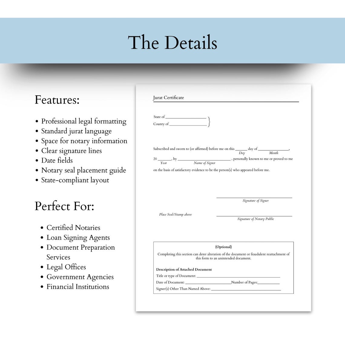 Printable Notary Jurat Certificate Template: Professional Legal Form ...