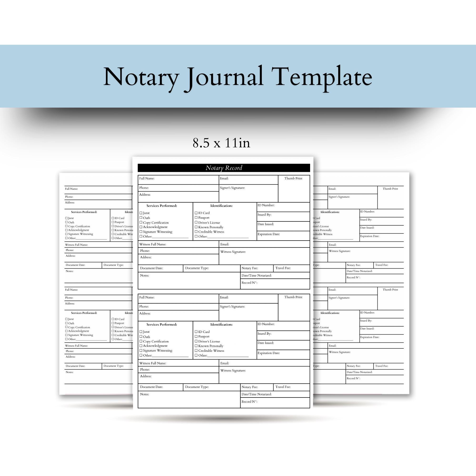 Printable Notary Journal Template: Professional Notary Log Book (PDF ...